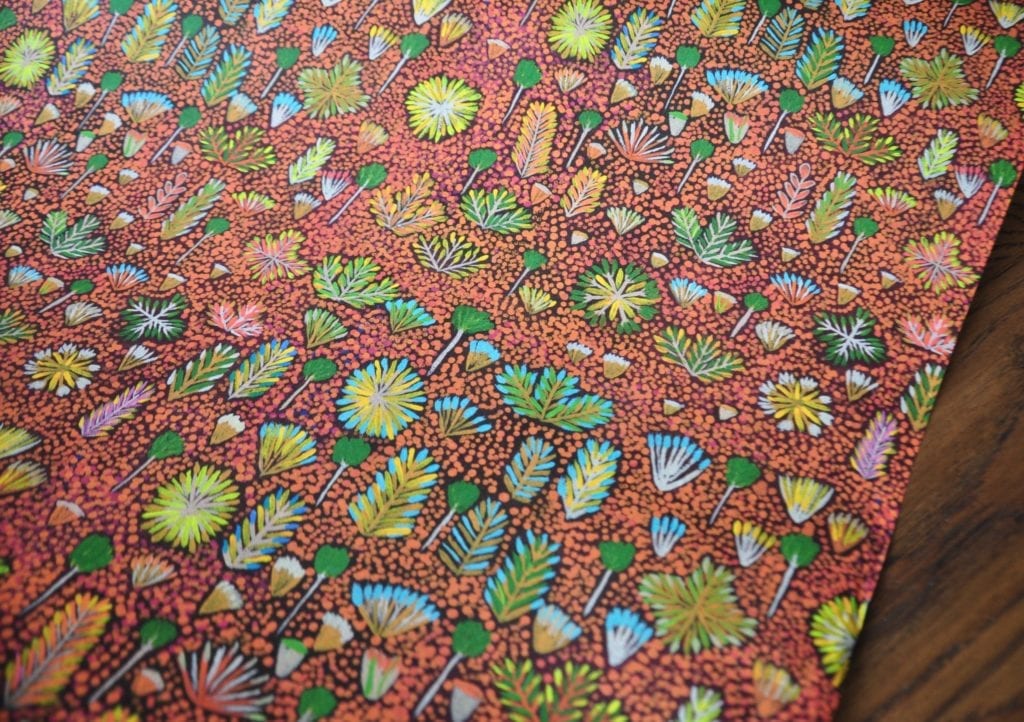 Aboriginal art wallpaper 'Daisy' in brown - Designs By Origin