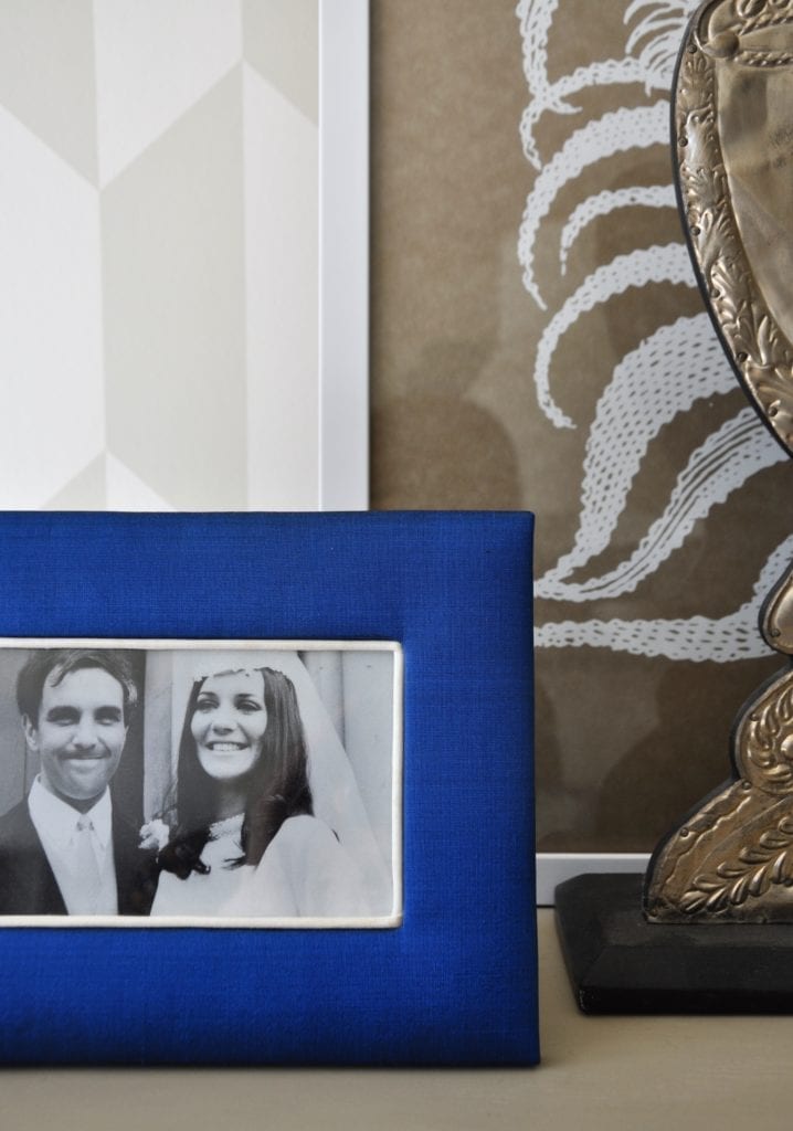 Royal blue photo frame handmade in silk - Designs By Origin