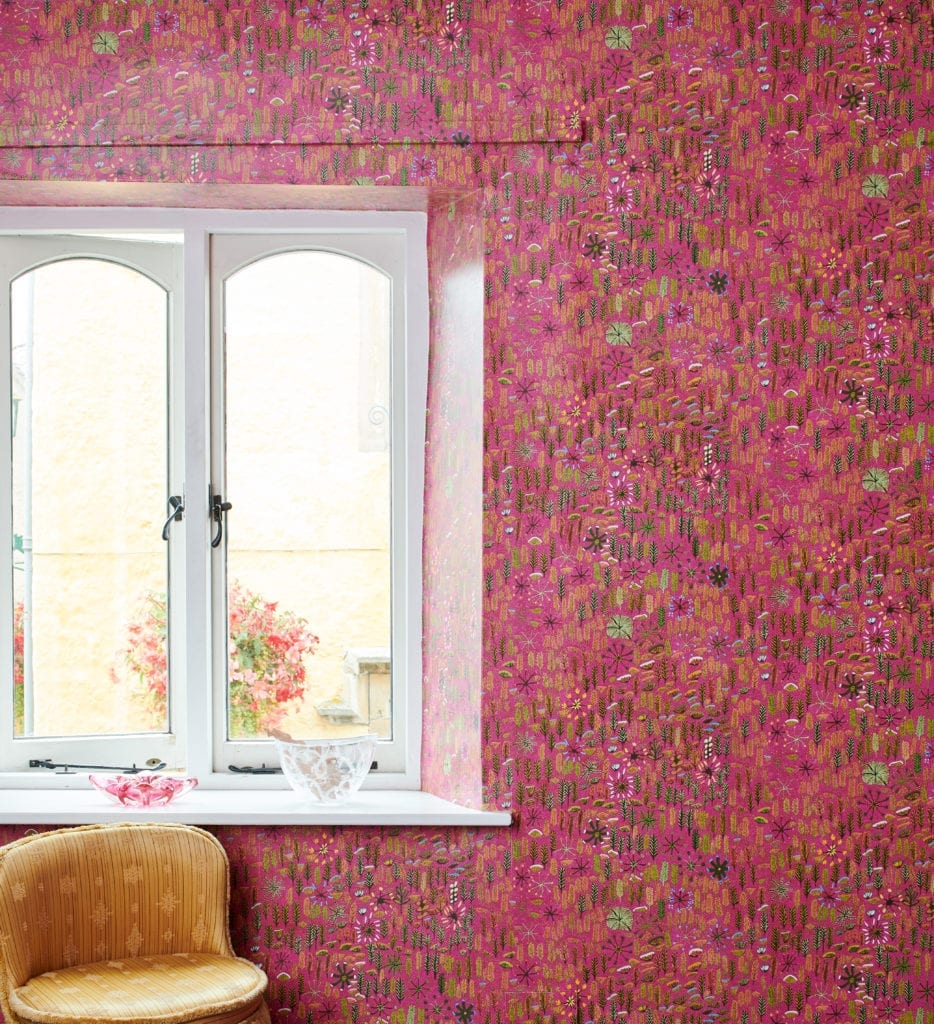 Aboriginal culture wallpaper 'Betty' in pink - Designs By Origin
