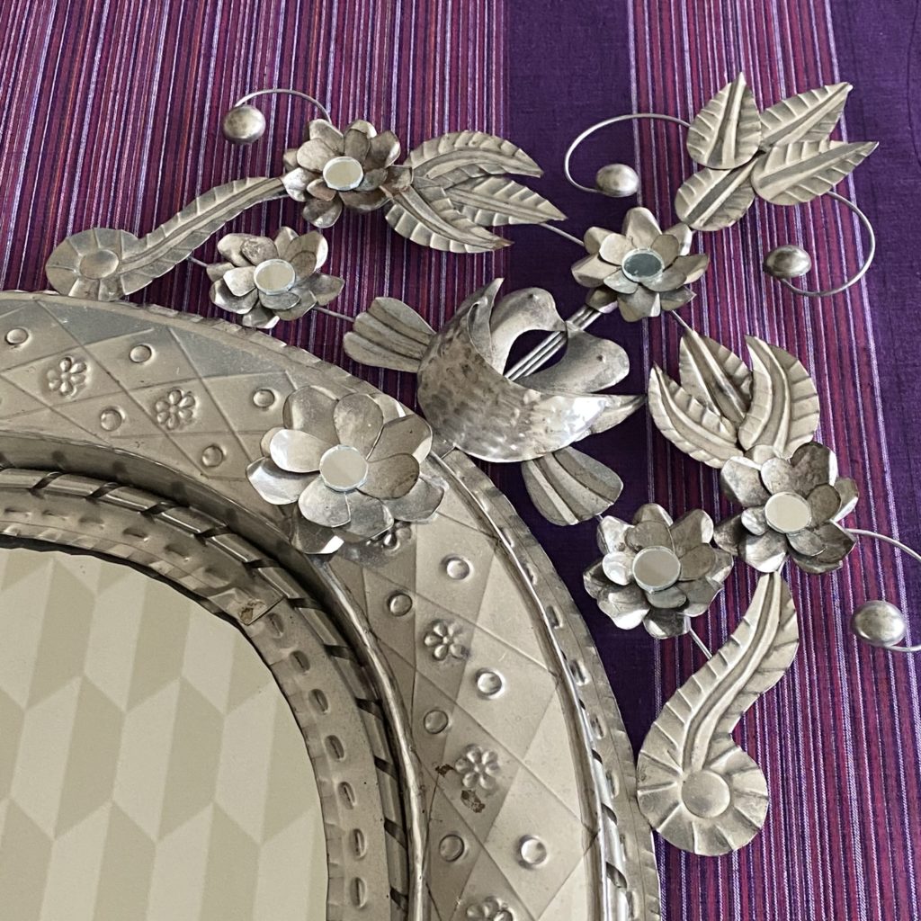 Mexican tin art mirror with floral detailing - Designs By Origin