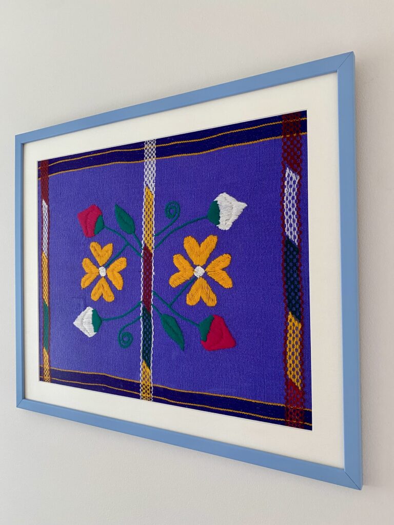Framed embroidery art textile from Mexico - Designs By Origin